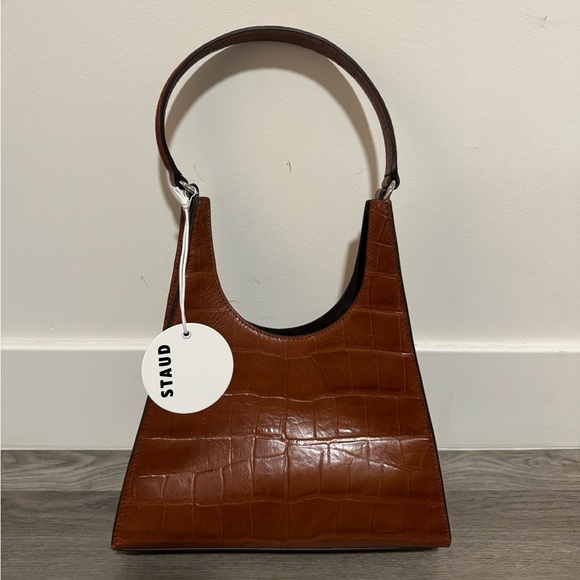 STAUD | Bags | Nwt Staud Leather Shoulder Rey Bag In Saddle | Poshmark